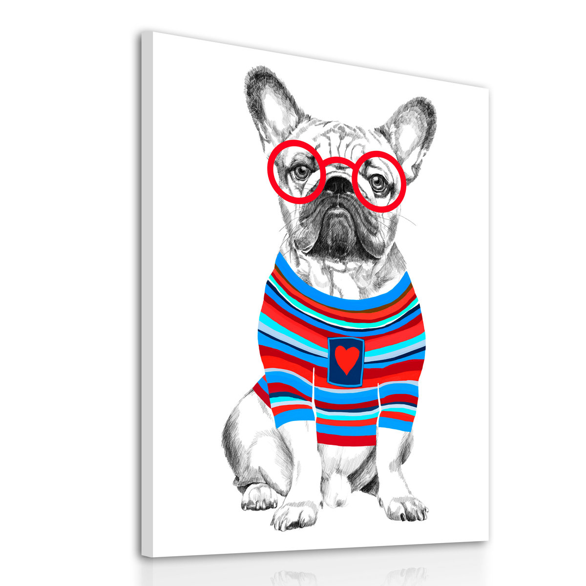 Obraz Drukowany Na Płótnie Pies Buldog Z Serduchem Format 60X80 ...