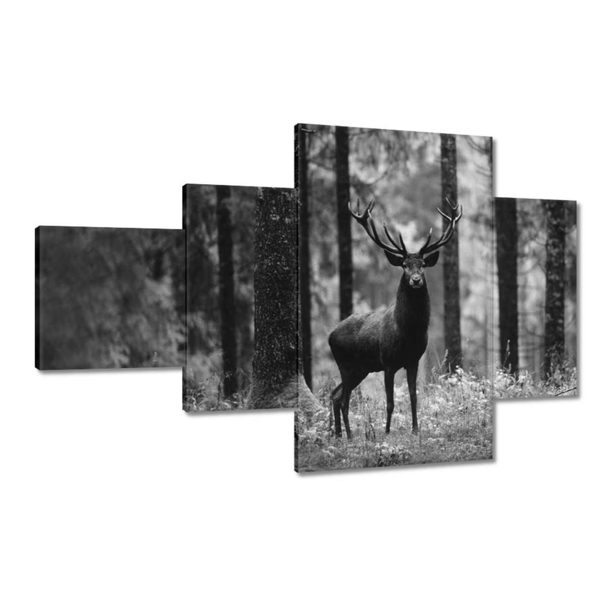 Obraz Jeleń w lesie B&W, 130x80cm - ZeSmakiem | Sklep EMPIK.COM