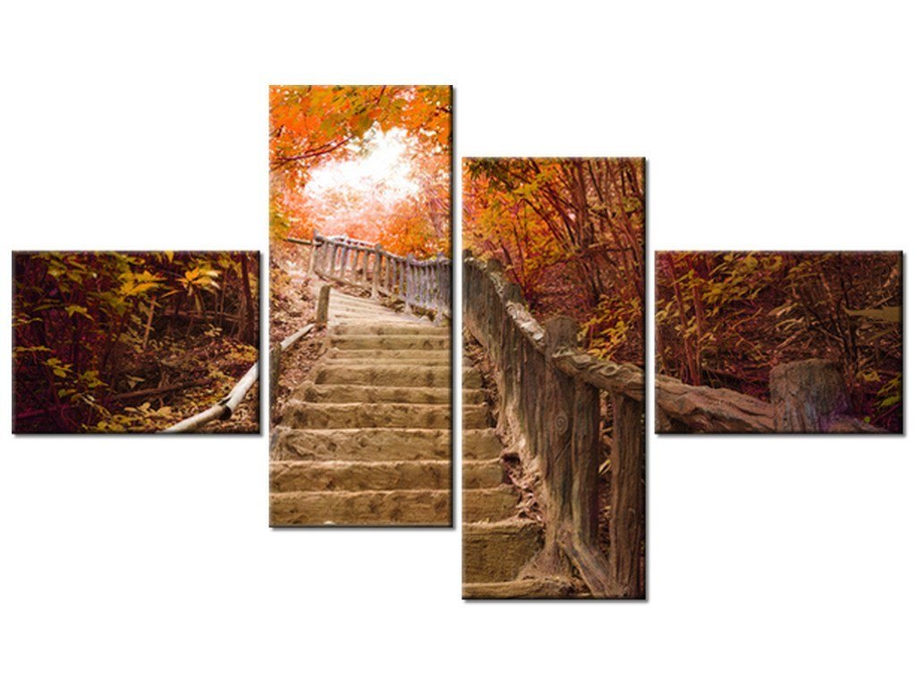 Obraz Jesienny spacer, 4 elementy, 140x80 cm - Oobrazy | Sklep EMPIK.COM