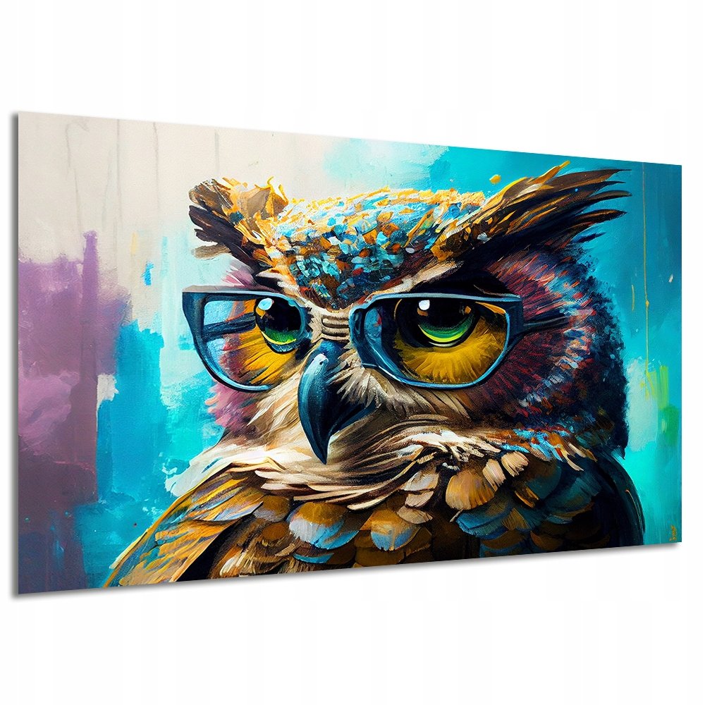 Obraz mądra SOWA 5 w okularach jak malowana 120x80 - AleObrazy | Sklep ...