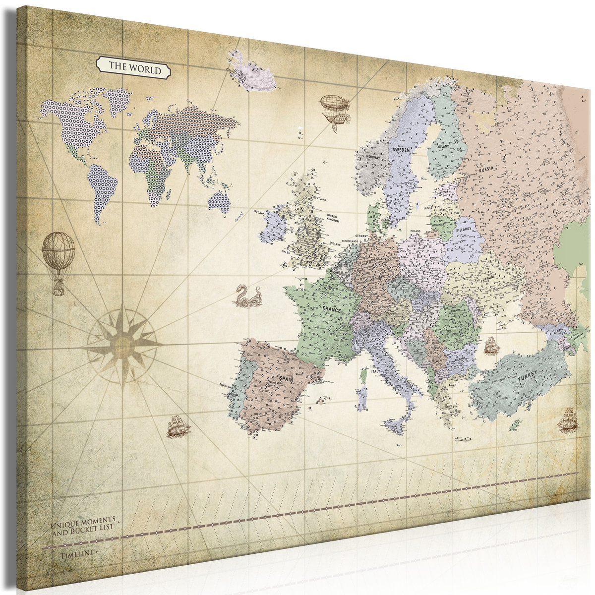 Obraz - Mapa Europy (1-częściowy) szeroki - ARTGEIST | Sklep EMPIK.COM