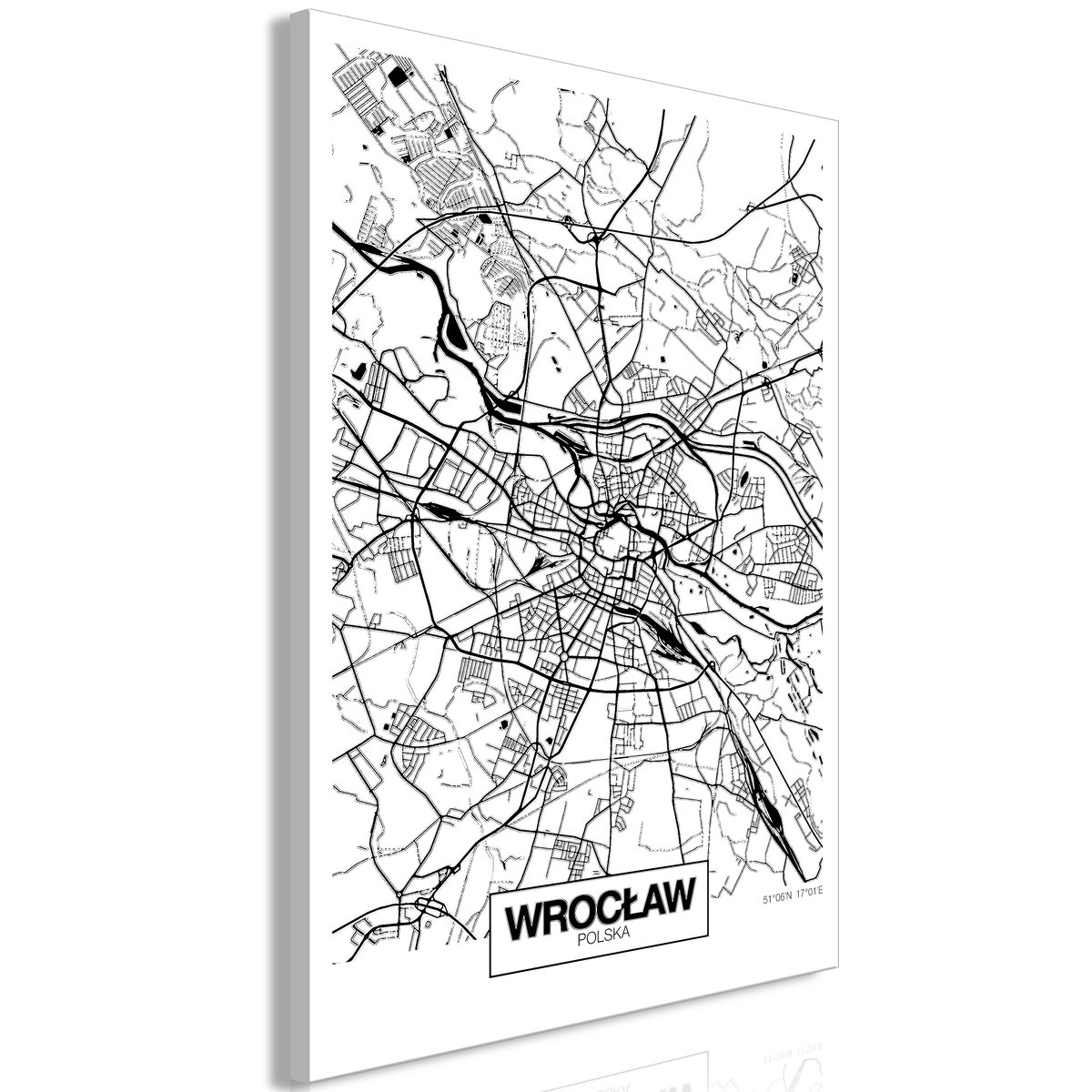 Obraz - Mapa miasta: Wrocław (1-częściowy) pionowy - ARTGEIST | Sklep ...