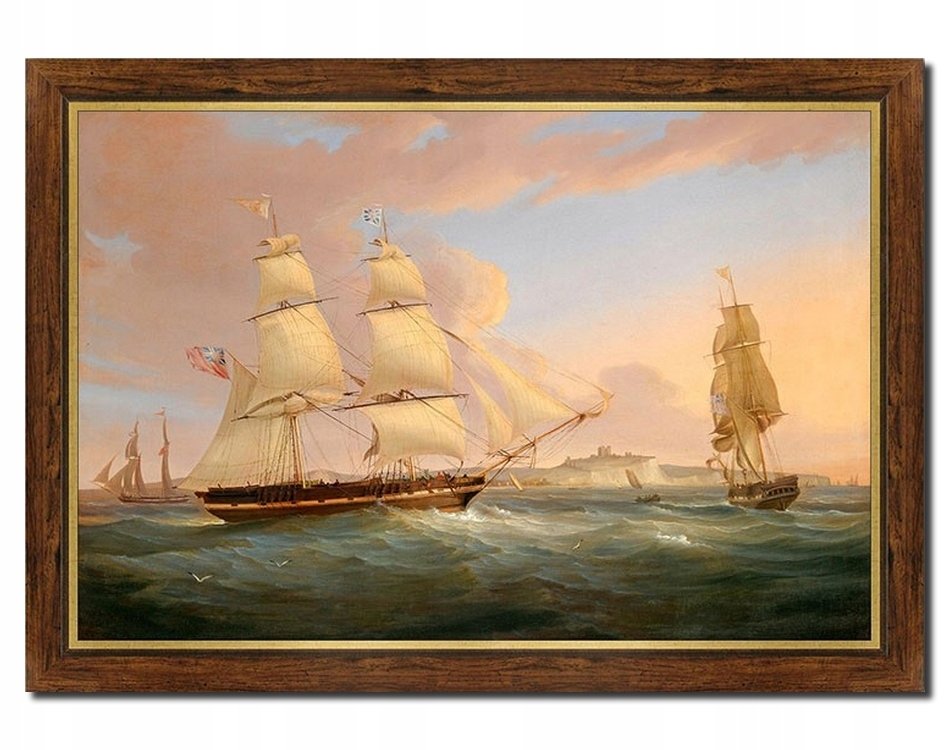 obraz marynistyczny William John Huggins pejzaż morski statki na morzu ...