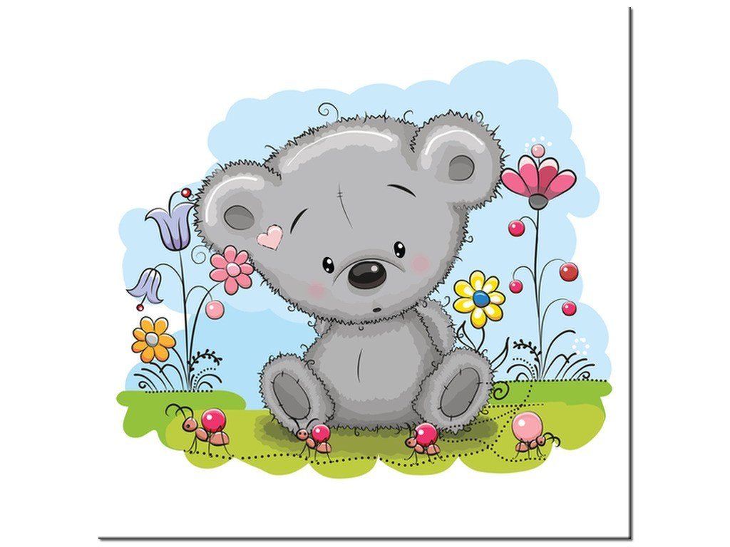 Obraz, Miś Roman na łące, 30x30 cm - Oobrazy | Sklep EMPIK.COM