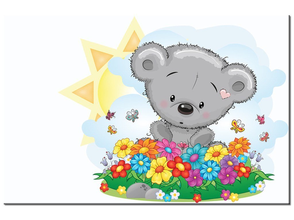 Obraz Miś Roman w kwiatach, 60x40 cm - Oobrazy | Sklep EMPIK.COM