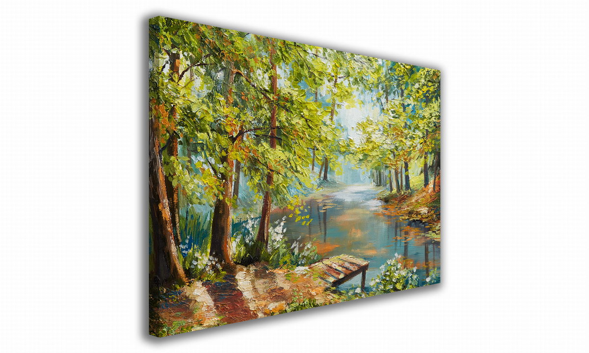 OBRAZ NA PŁÓTNIE 097 Staw w lesie 60x40cm - HOME DRUK | Sklep EMPIK.COM