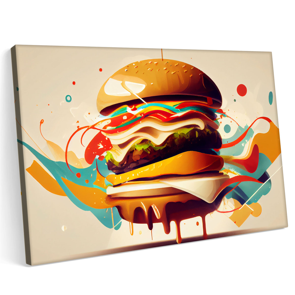 Obraz na płótnie 140x100cm Burger Hamburger Chesseburger Jedzenie ...