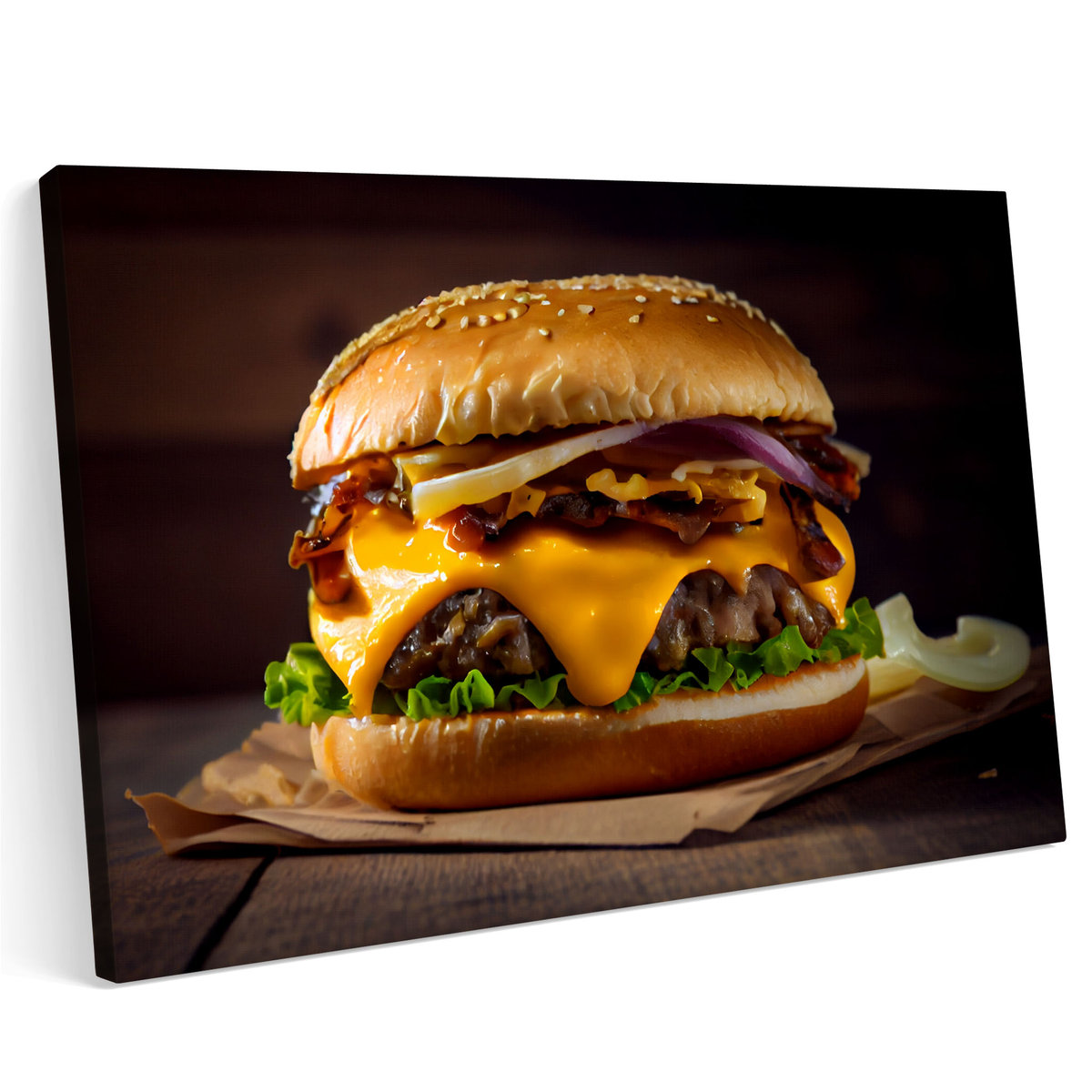 Obraz na płótnie 140x100cm Burger Hamburger Chesseburger Jedzenie ...