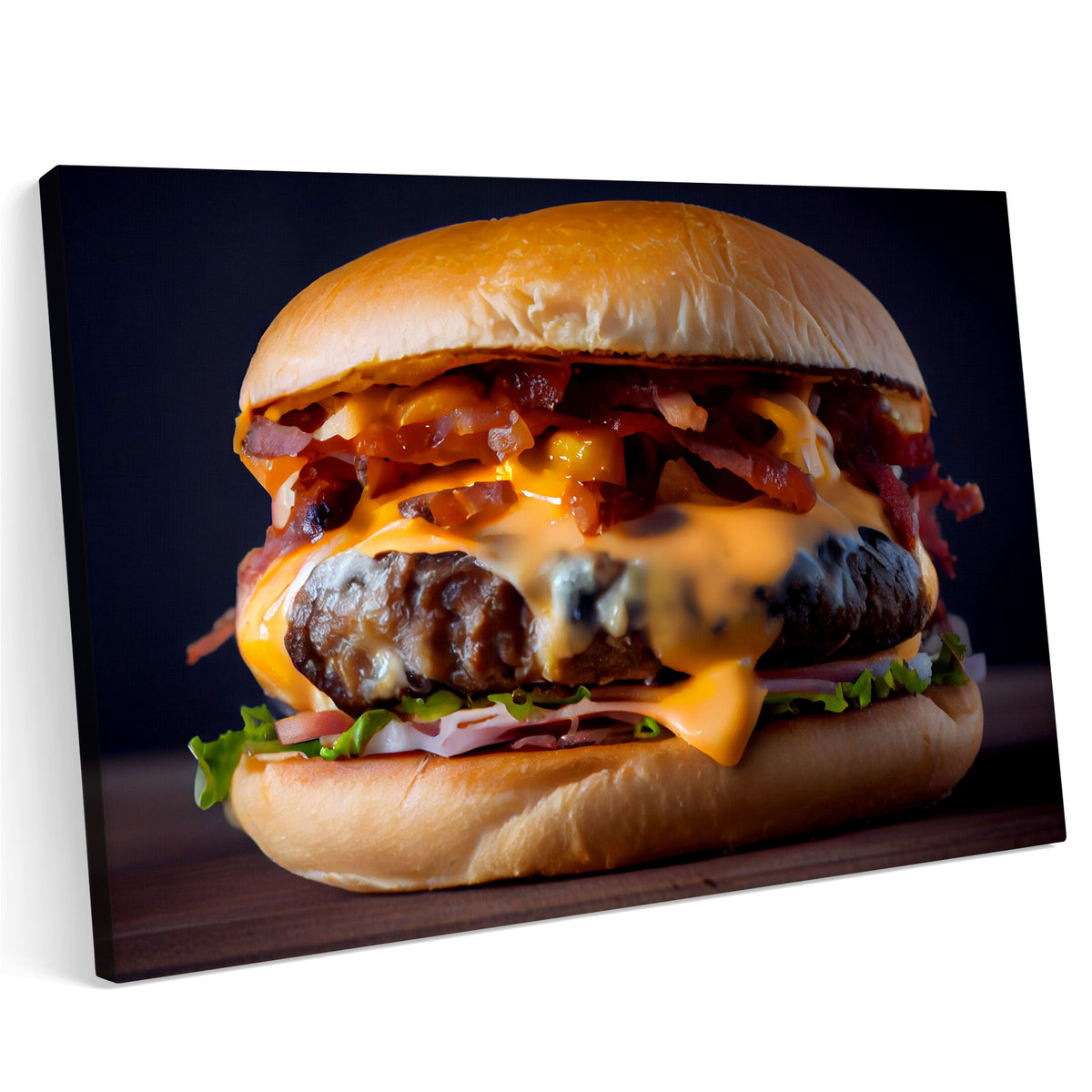 Obraz na płótnie 140x100cm Burger Hamburger Chesseburger Jedzenie ...
