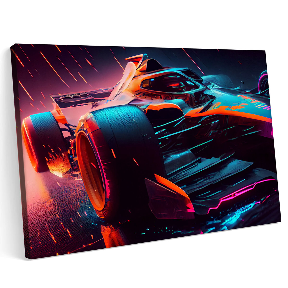 Obraz na płótnie 140x100cm Formuła 1 F1 neonowa cyberpunk styl ...
