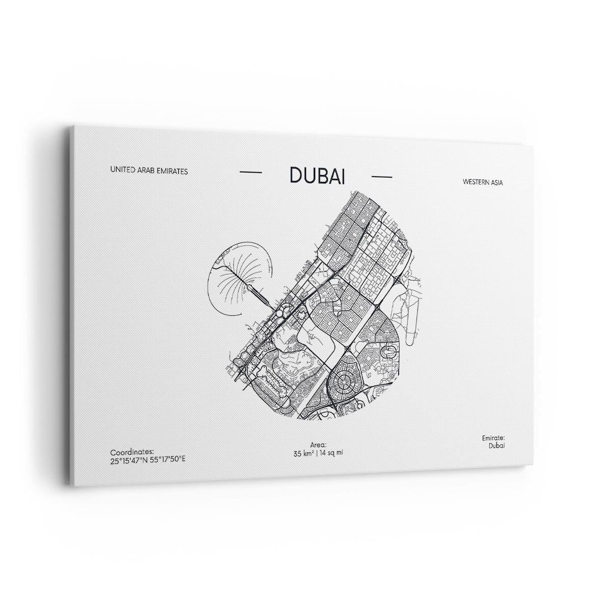Obraz na płótnie - Anatomia Dubaju - 120x80cm - Mapa Dubaj Zjednoczone ...