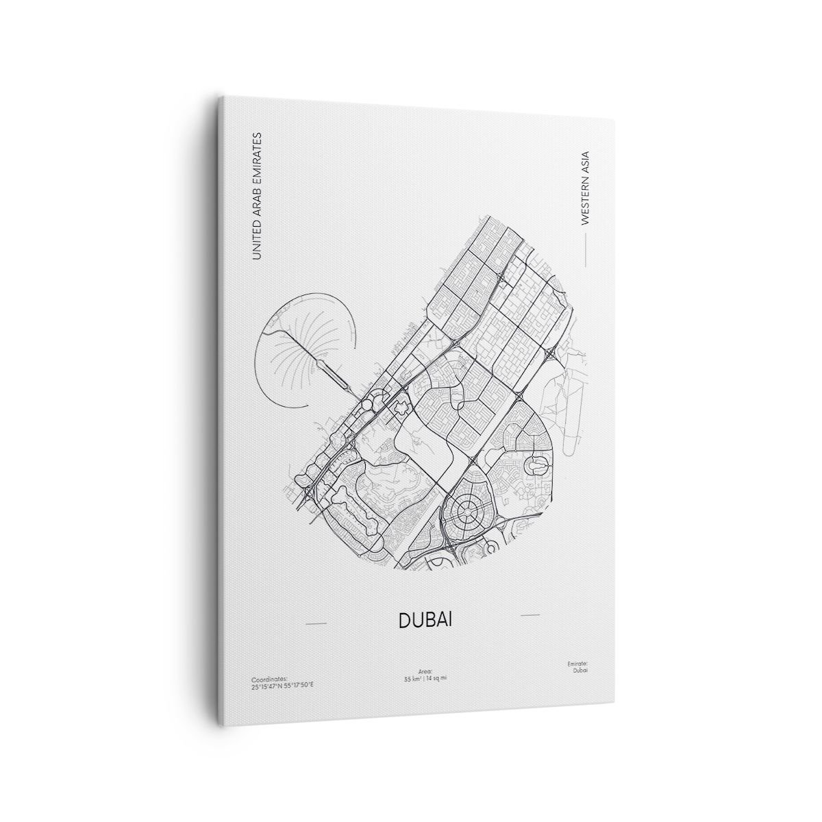 Obraz na płótnie - Anatomia Dubaju - 50x70cm - Mapa Dubaj Zjednoczone ...