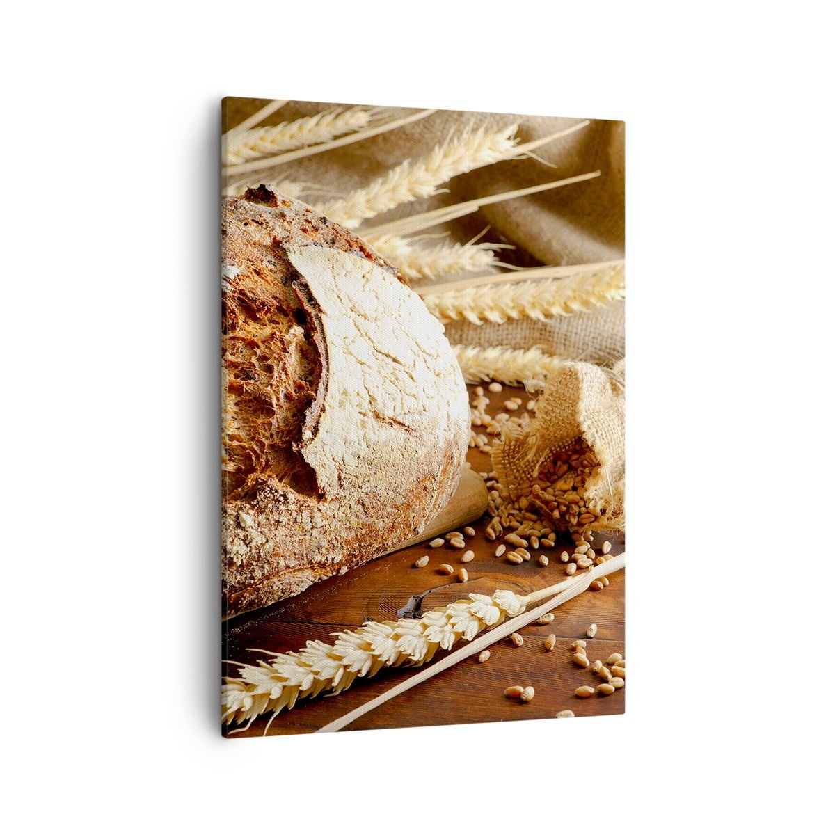 Obraz na płótnie - Apetyczny, wonny, chrupiący - 50x70cm - Chleb Ziarno Pszenicy Gastronomia ...