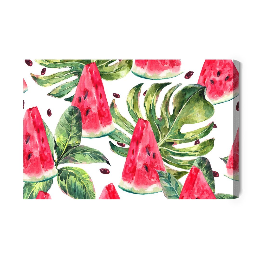 Obraz Na Płótnie Arbuzy Z Tropikalnymi Liśćmi 70x50 - Inna marka ...
