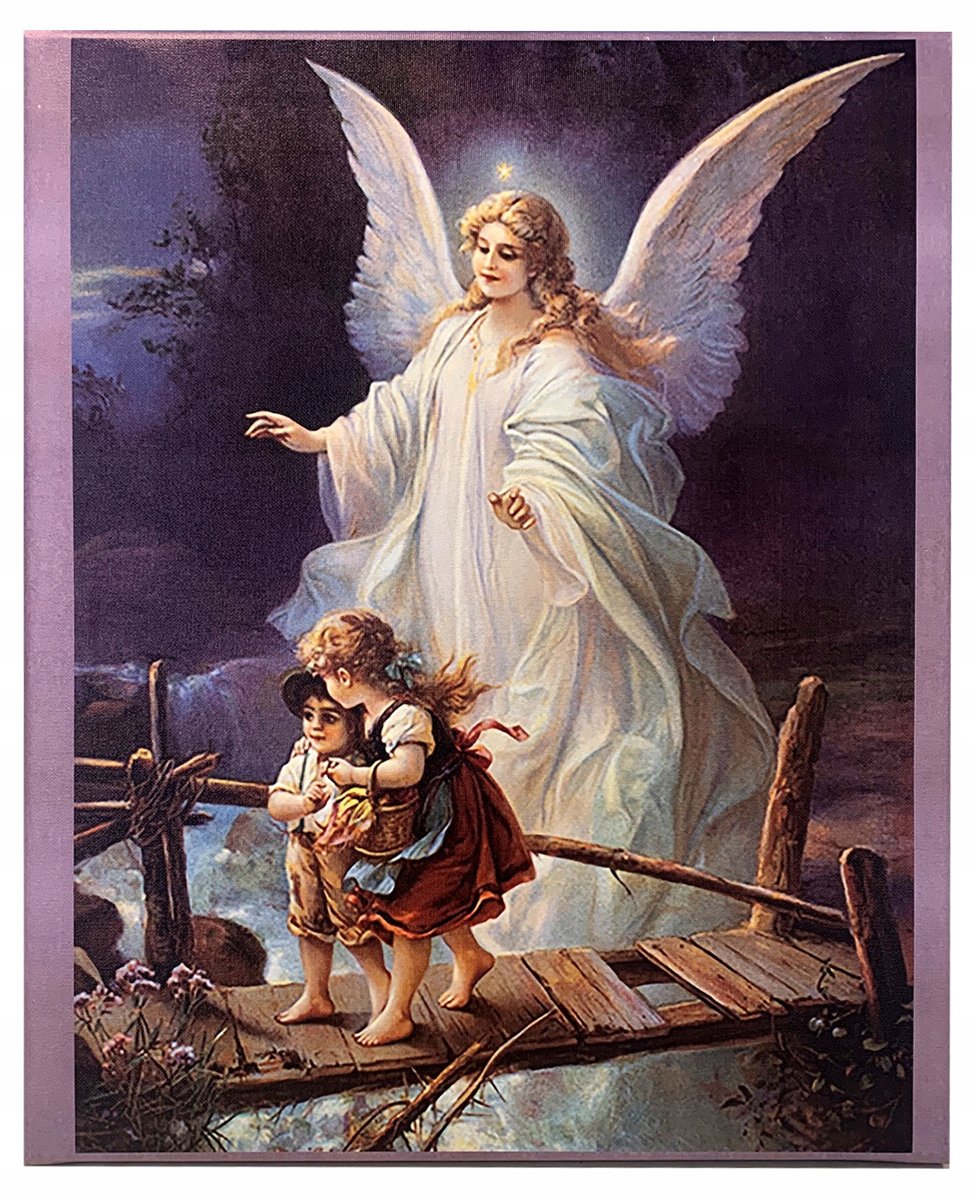 Obraz Na Płótnie Blejtram Religijny Anioł Stróż Z Dziećmi Na Mostku 55X45Cm - Manufaktura sztuki ...