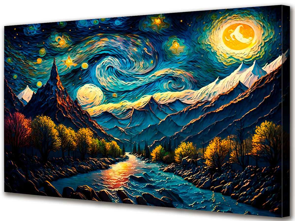 Obraz na płótnie canvas impresjonizm góry noc a 100x70 cm - Obraz na ...