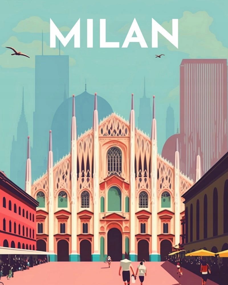 Obraz Na Płótnie CANVAS Milan Włochy Akwarela 91,5x61 - Atram | Sklep ...