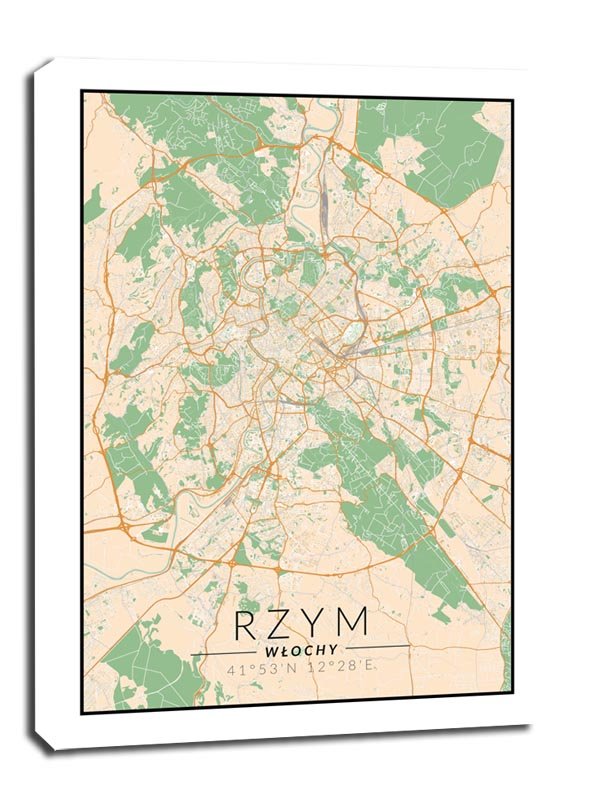 Obraz na płótnie, GALERIA PLAKATU, Rzym mapa kolorowa, 60x80 cm ...