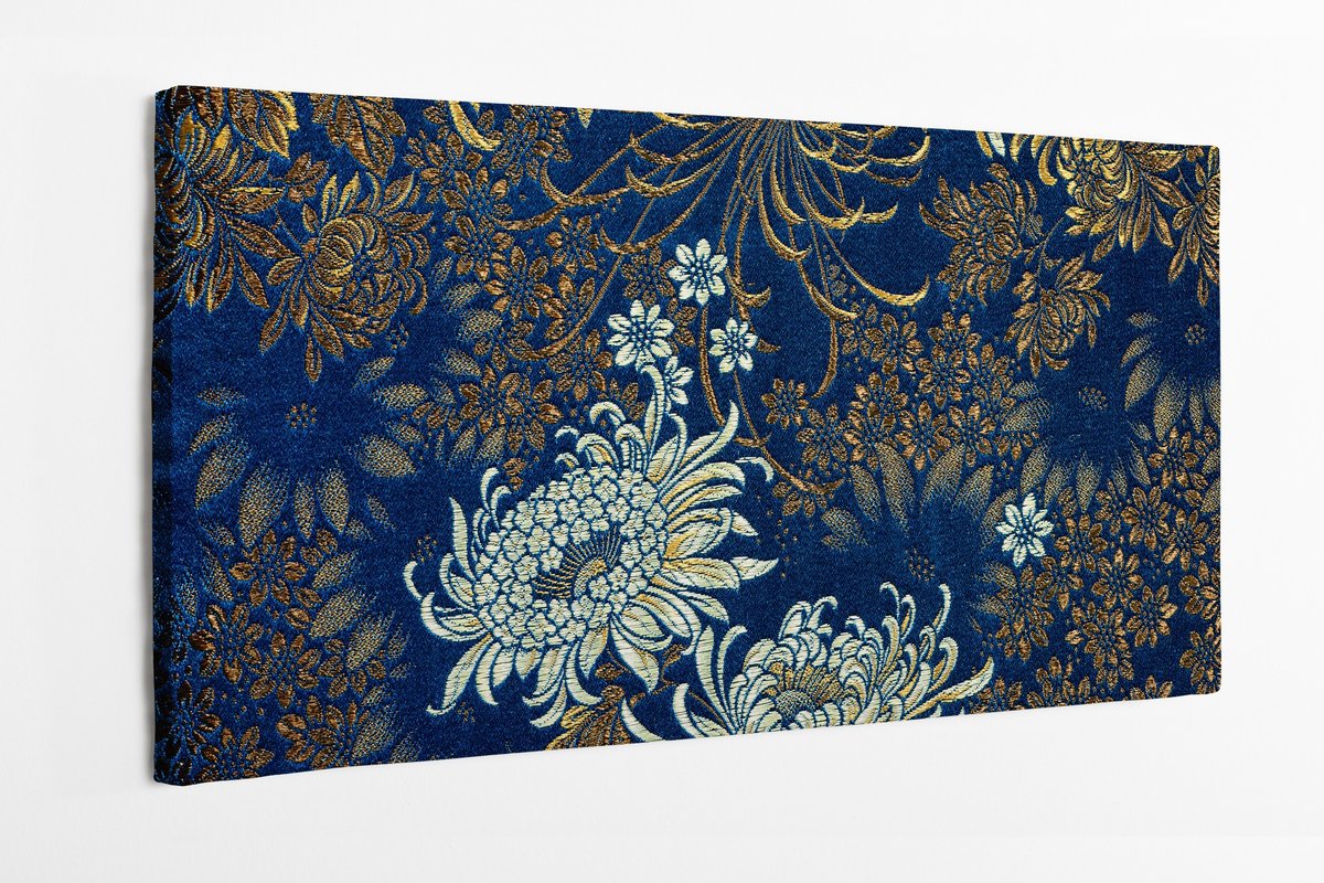 Obraz na płótnie HOMEPRINT, chryzantemy, Chiński jedwab, wzór, kwiaty ...