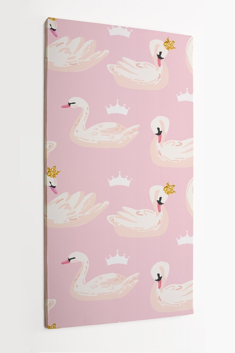 Obraz na płótnie HOMEPRINT, dziecięcy motyw łabędzi ze złotą koroną na ...