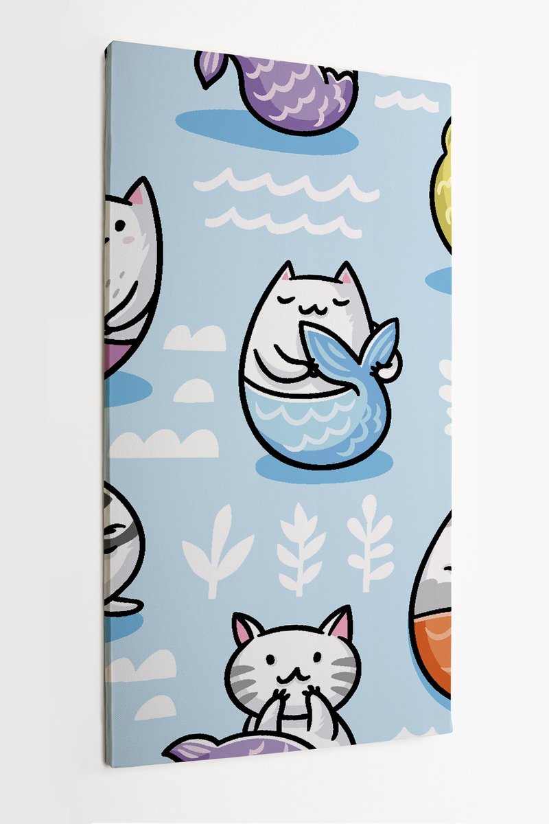 Obraz na płótnie HOMEPRINT, dziecięcy motyw połączenia kota i syreny ...