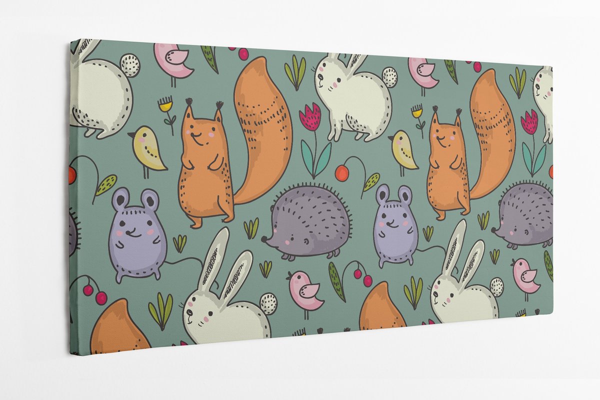 Obraz na płótnie HOMEPRINT, dziecięcy motyw zwierząt leśnych, lis, jeż ...