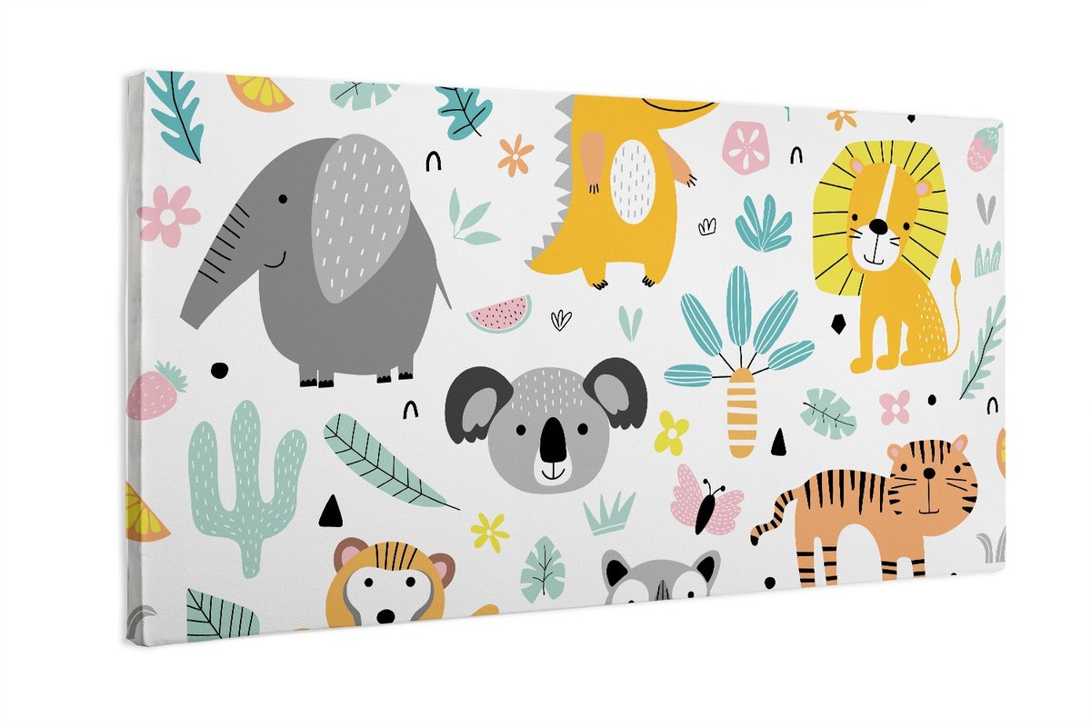 Obraz na płótnie HOMEPRINT Dziecięcy wzór zwierząt 140x70 cm ...