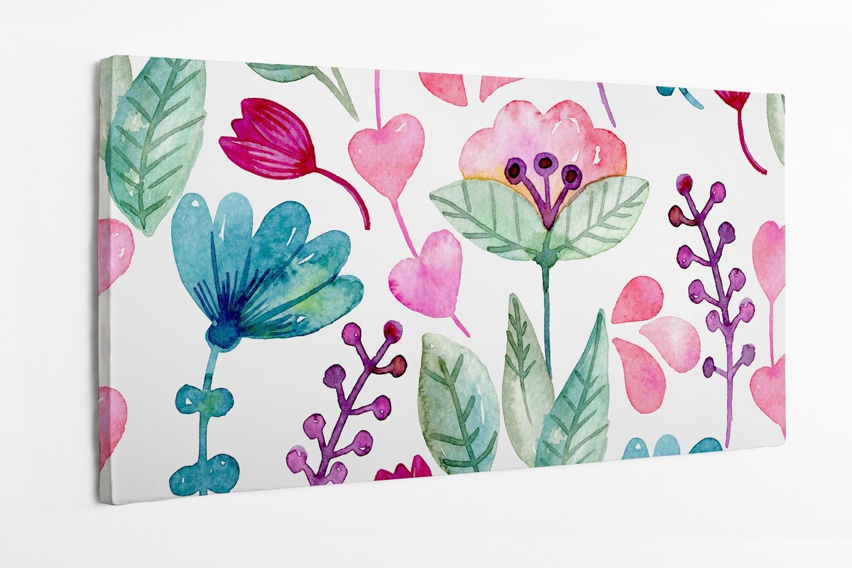 Obraz na płótnie HOMEPRINT, kolorowe polne kwiaty, akwarele 120x50 cm ... Obraz na płótnie HOMEPRINT, kolorowe polne kwiaty, akwarele 120x50 cm ...
