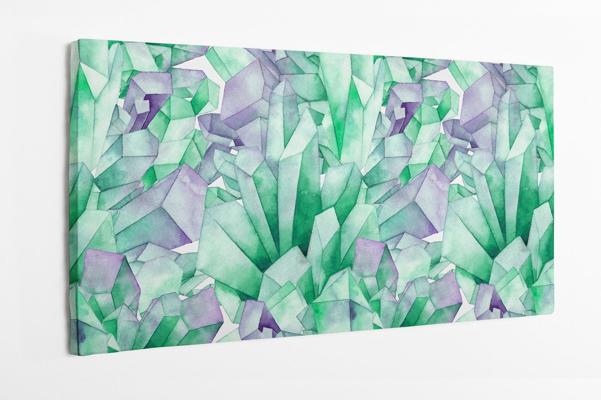 Obraz na płótnie HOMEPRINT, kryształy, akwarele, wzór, zielone 120x60 ... Obraz na płótnie HOMEPRINT, kryształy, akwarele, wzór, zielone 120x60 ...