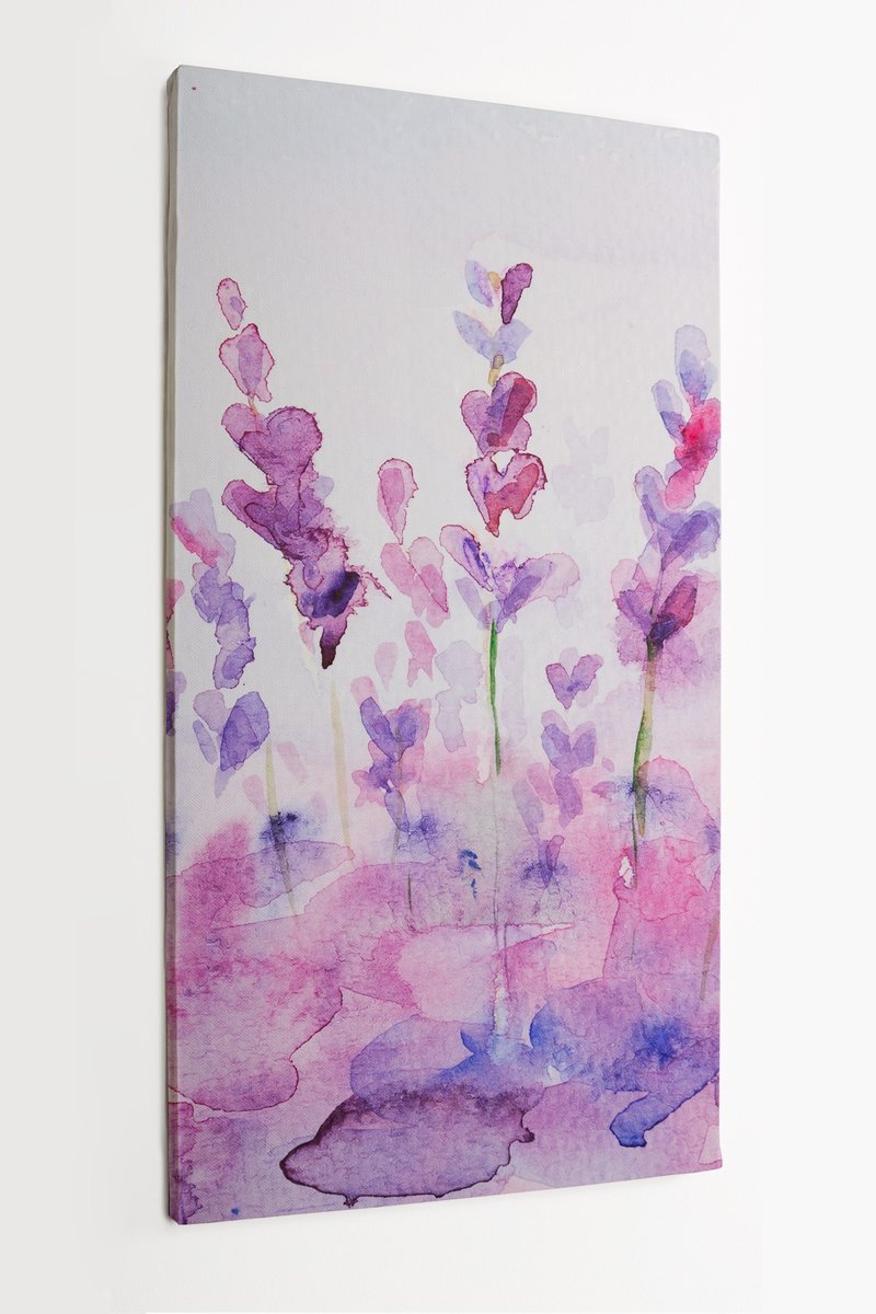 Obraz na płótnie HOMEPRINT, lawenda, pole lawendy, akwarela, kwiaty ...