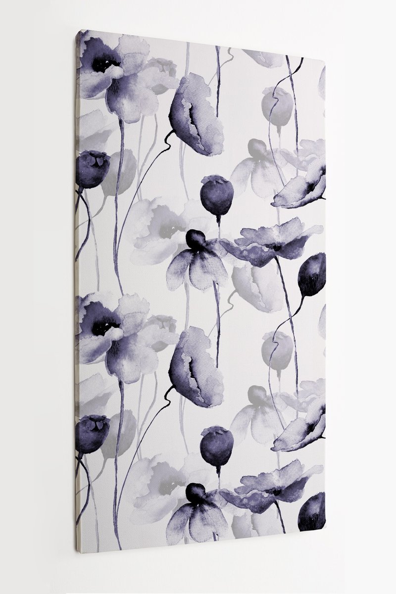 Obraz na płótnie HOMEPRINT, letnie kwiaty, akwarela, łąka, ciemne ...