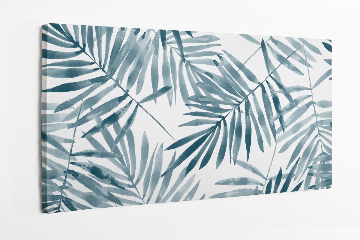 Obraz na płótnie HOMEPRINT, liście palmowe, akwarela, wzór, tło 100x50 ...