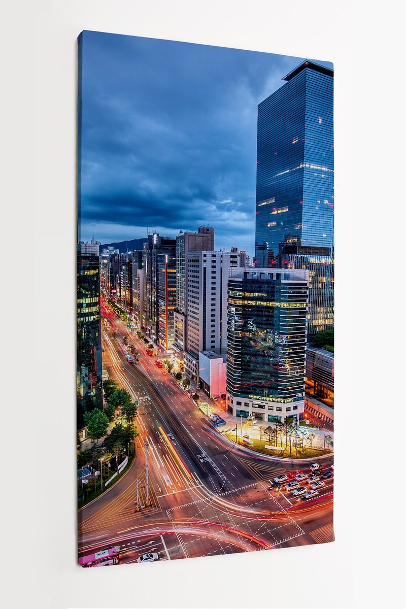 Obraz na płótnie HOMEPRINT, nocny widok na plac Gangnam w Seulu w Korei ...
