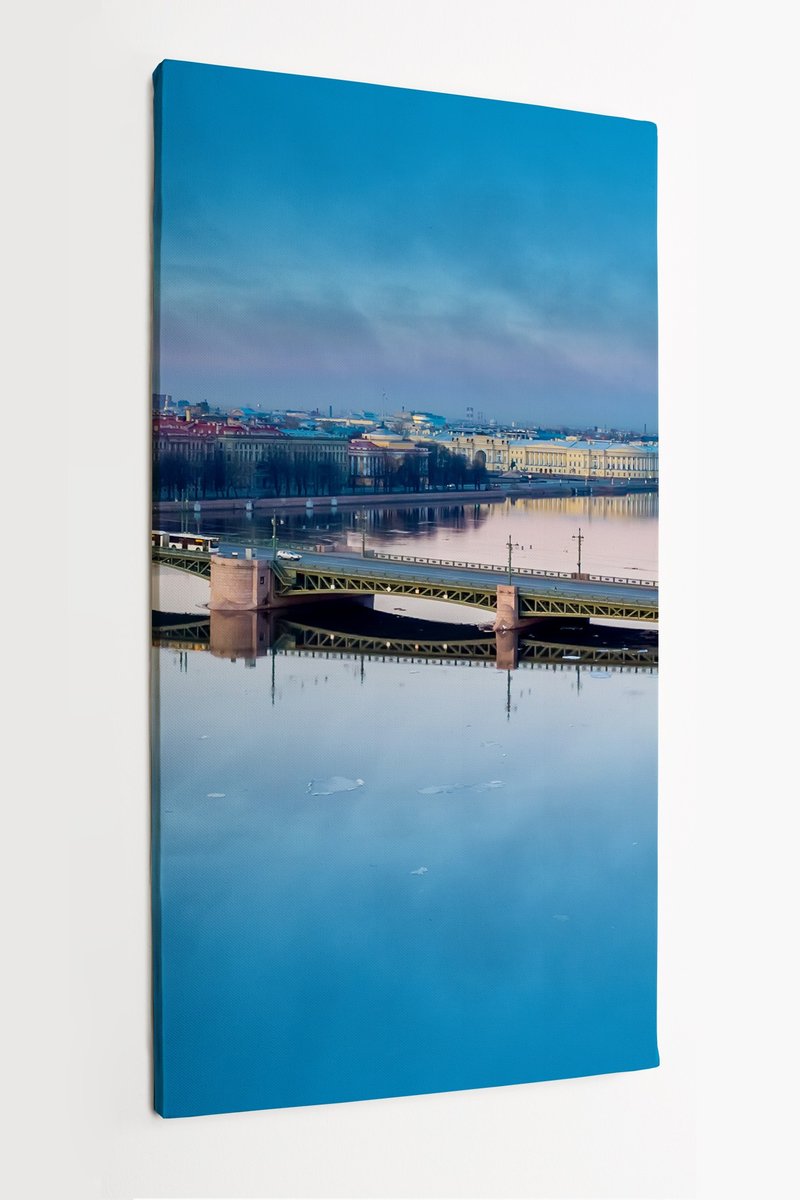 Obraz na płótnie HOMEPRINT, panorama mostu zwodzony nad rzeką Newą ...