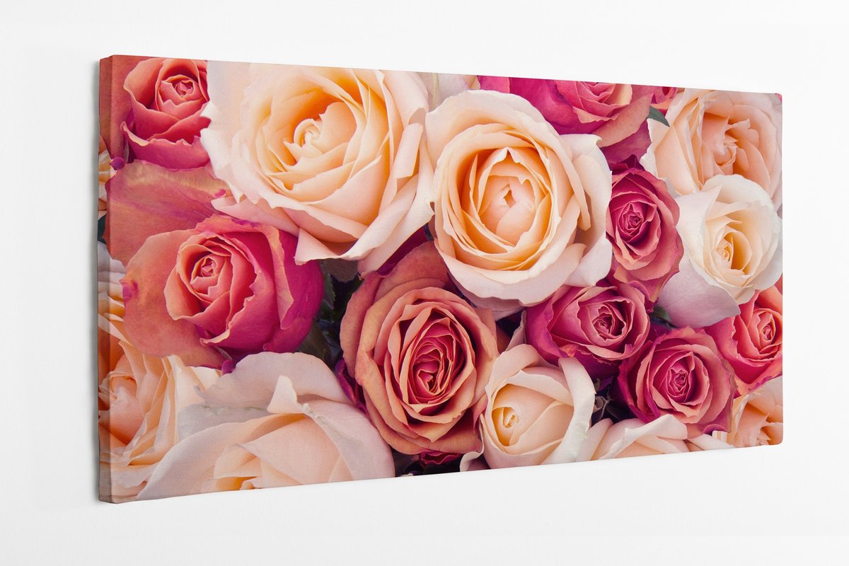 Obraz na płótnie HOMEPRINT, róża, kwiaty, widok z góry, pastelowe ...