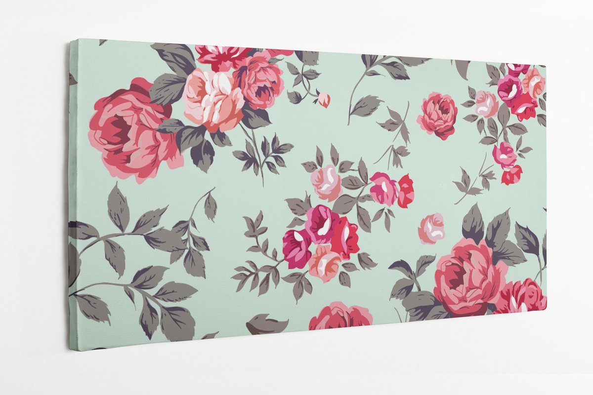 Obraz na płótnie HOMEPRINT, różowe róże, na jasnym tle, wzór 120x60 cm ...