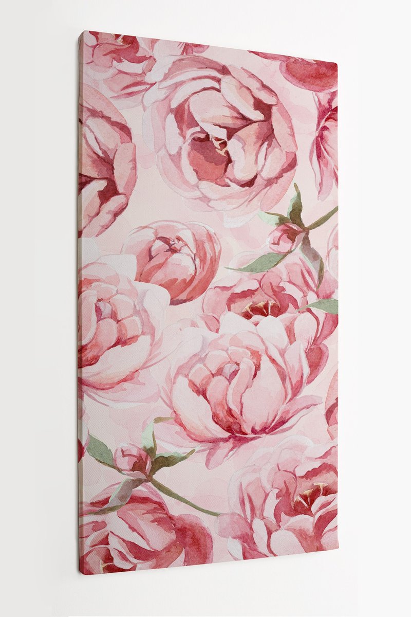 Obraz na płótnie HOMEPRINT, różowe róże, piwonie, kwiaty, różowy, wzór ...