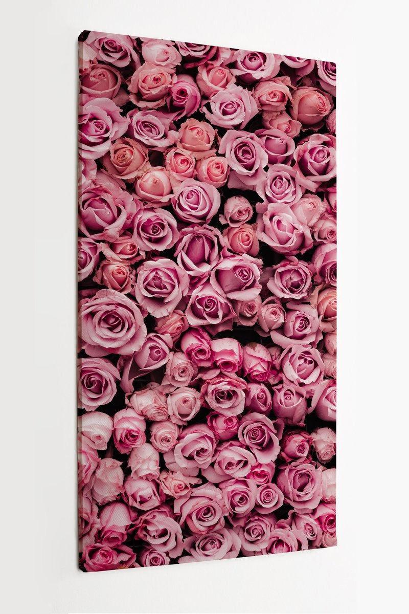 Obraz na płótnie HOMEPRINT, różowe różę, tło, ściana kwiatów 60x120 cm ...