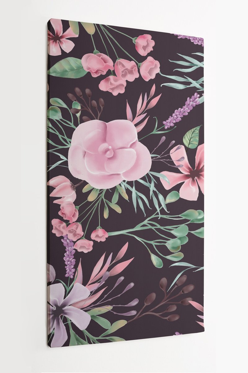 Obraz na płótnie HOMEPRINT, wzór, różowe i liliowe kwiaty, róże i ...