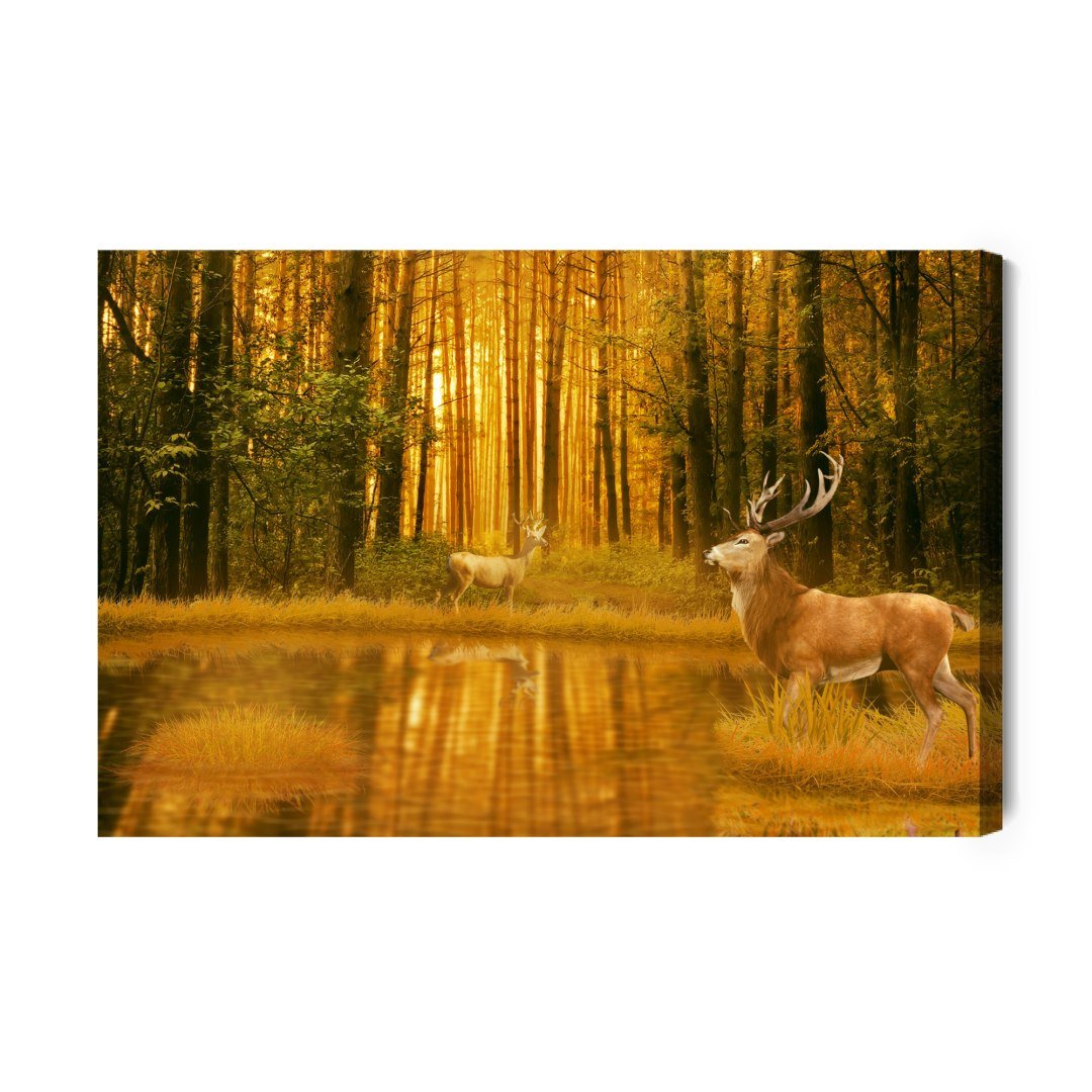 Obraz Na Płótnie Jeleń Nad Jeziorem W Lesie 100x70 - Inna marka | Sklep EMPIK.COM