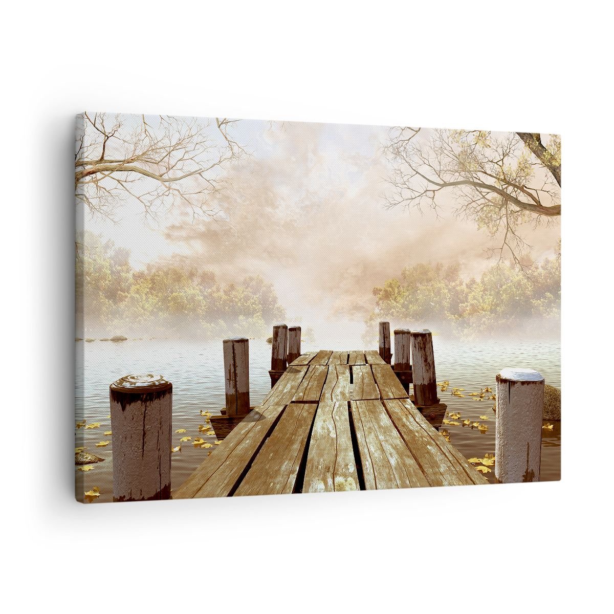 Obraz na płótnie - Łagodny smutek jesieni - 70x50cm - Krajobraz Jezioro ...