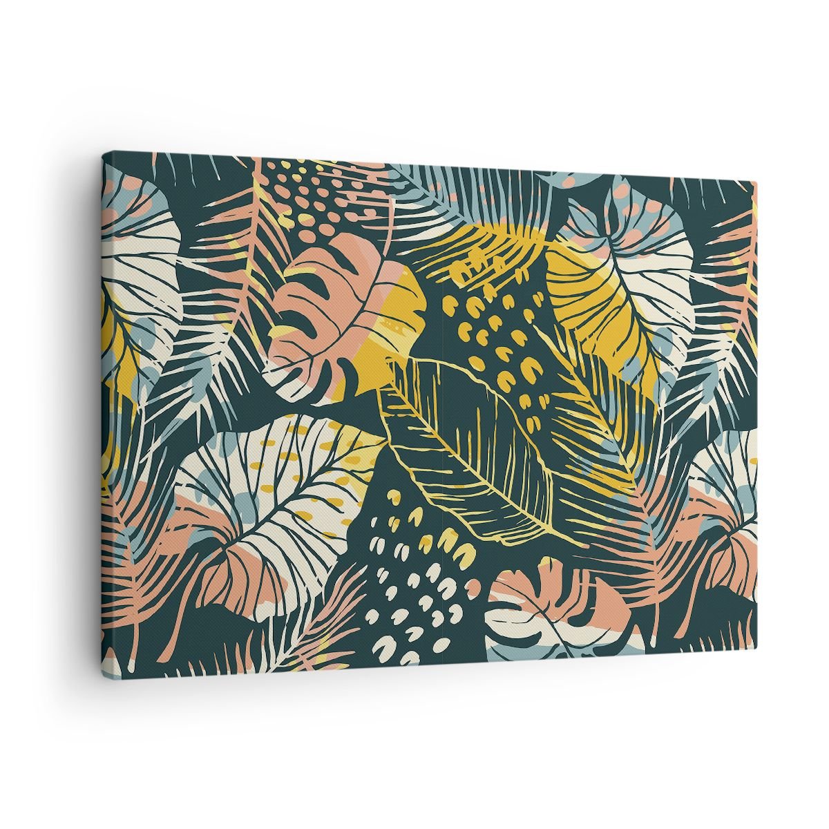 Obraz na płótnie - Liściasta fantazja - 70x50cm - Grafika Kwiat ...
