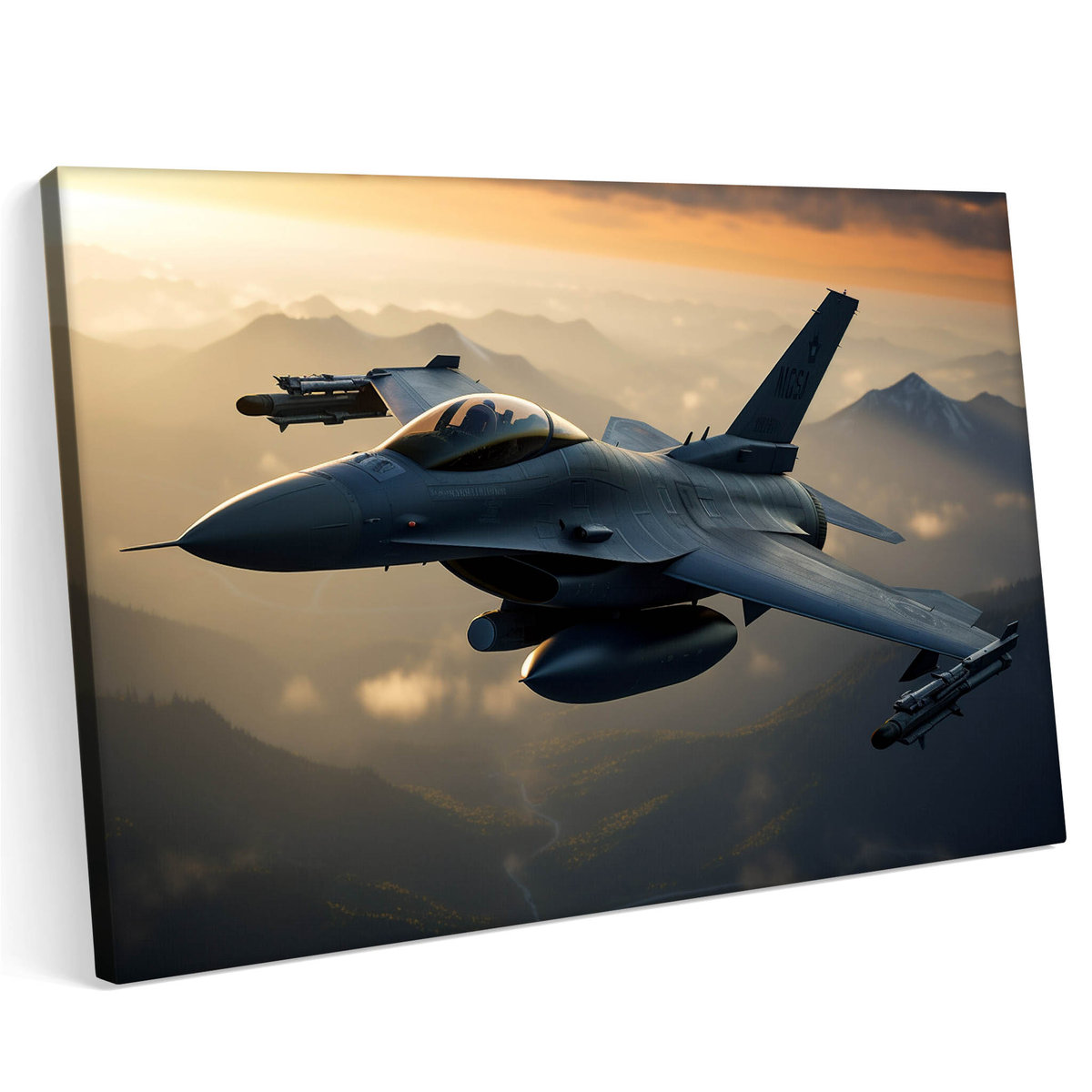 Obraz na płótnie m 120x80 F16 Falcon Myśliwiec Samolot Abstrakcja ...