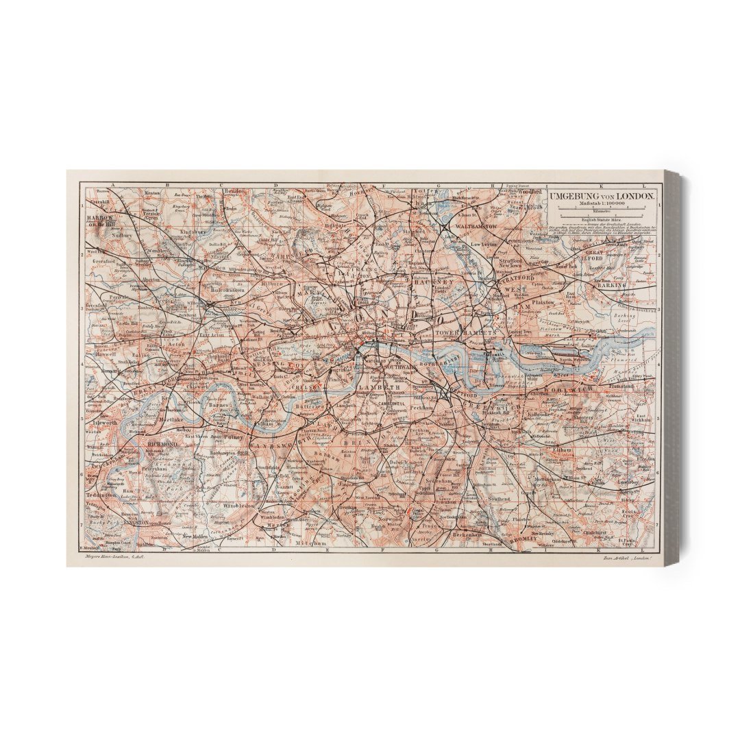 Obraz Na Płótnie Mapa Londynu I Okolic 90x60 - Inna marka | Sklep EMPIK.COM