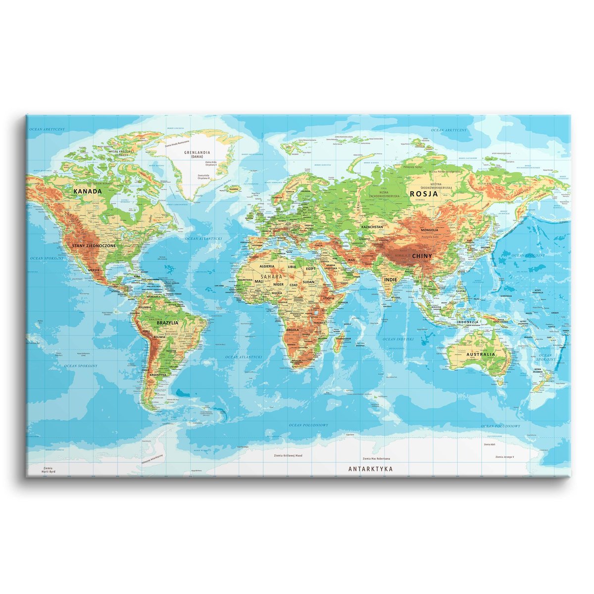 Obraz na płótnie Mapa Świata na ścianę Podróże Państwa Stolice Po ...