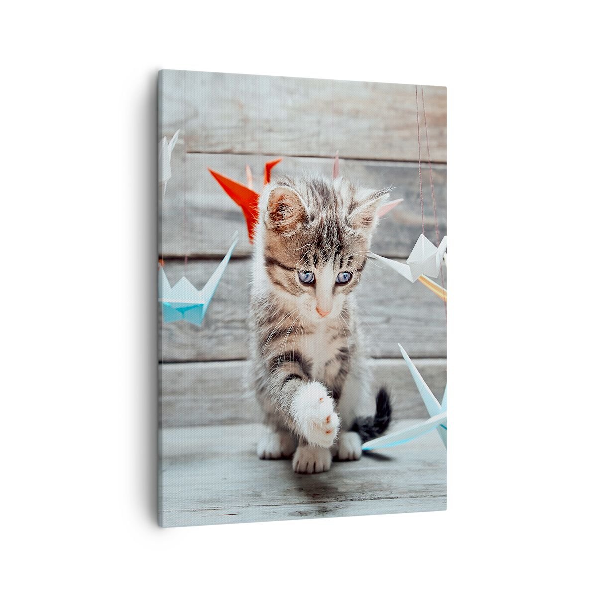 Obraz na płótnie - Pierwsza lekcja - 50x70cm - Zwierzęta Kot Origami ...