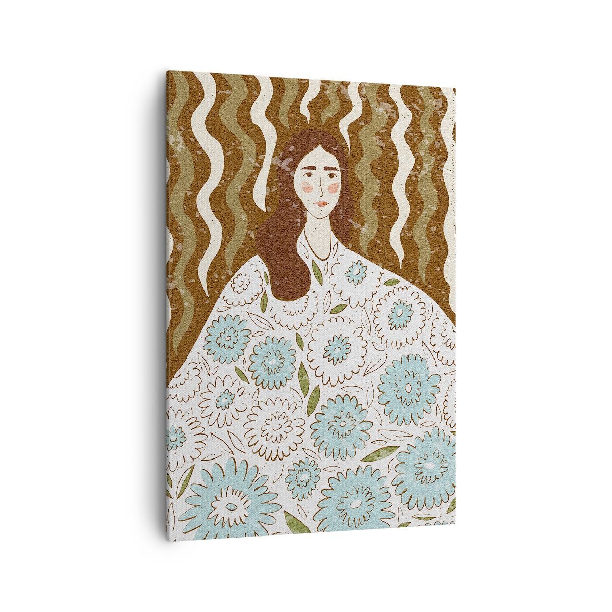 Obraz na płótnie - Portret w kwiecistej szacie - 70x100cm - Portret ...