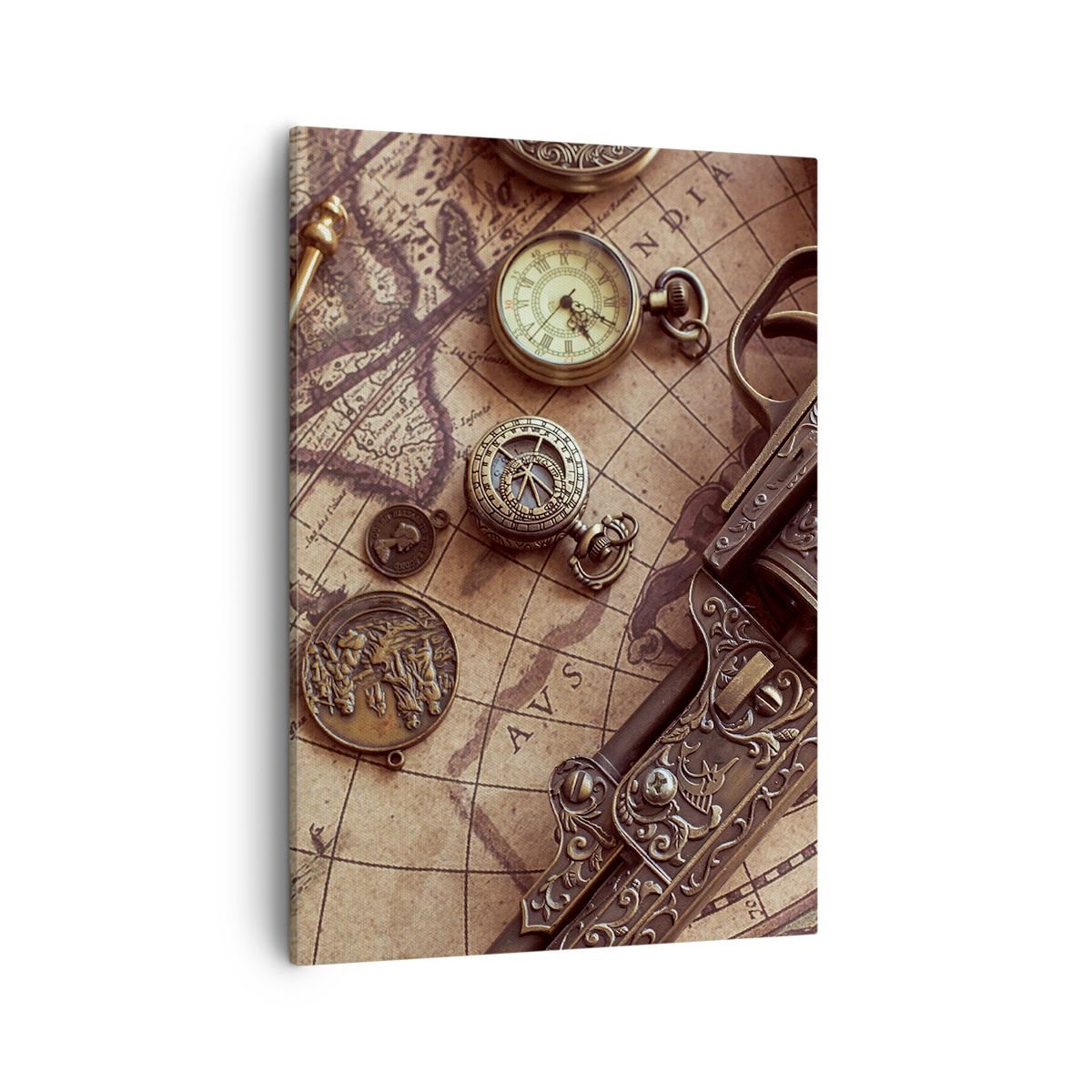 Obraz na płótnie - Przygoda wzywa - 50x70cm - Mapa Świata Kompas ...