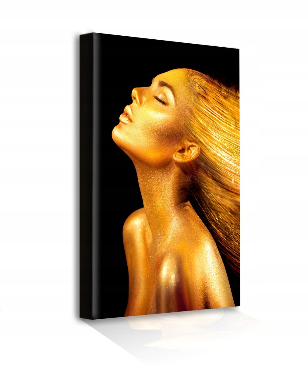 OBRAZ NA PŁÓTNIE W STYLU CZERNI I ZŁOTA 30x40 DO SALONU, SYPIALNI - bez ...