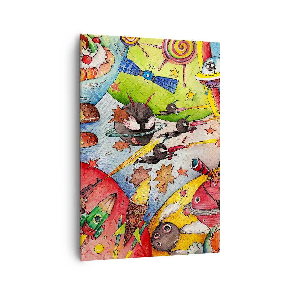 Obraz na płótnie - Wielka kosmiczna przygoda - 70x100cm - Dla Dzieci Grafika Dzieci - Nowoczesny ...